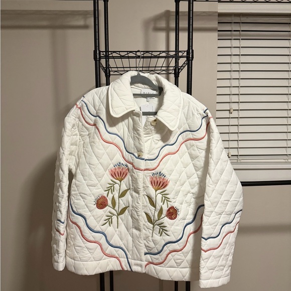 Mable | Jackets & Coats | Floral Embroidered Quilted Jacket White ...